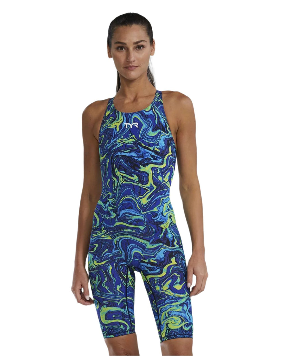TYR Women's Thresher Hyperblitz Openback Swimsuit | Blue/Green – Achivr